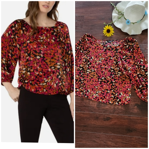 Liverpool | Tops | Liverpool Petal Print Puff Sleeve Blouse | Poshmark